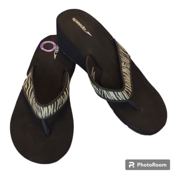 Speedo | Shoes | Speedo Blackwhite Zebra Platform Wedge Flip Flop ...